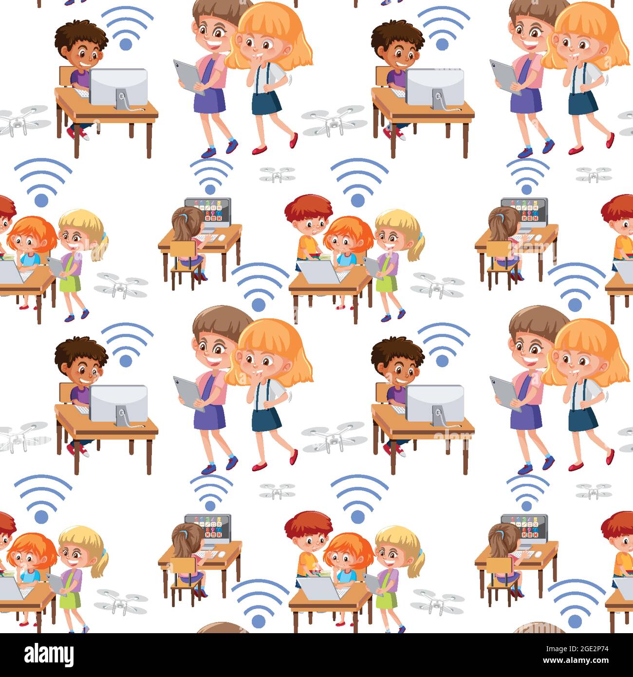 Tech kids leaning tools illustration Stock Vector Image & Art - Alamy