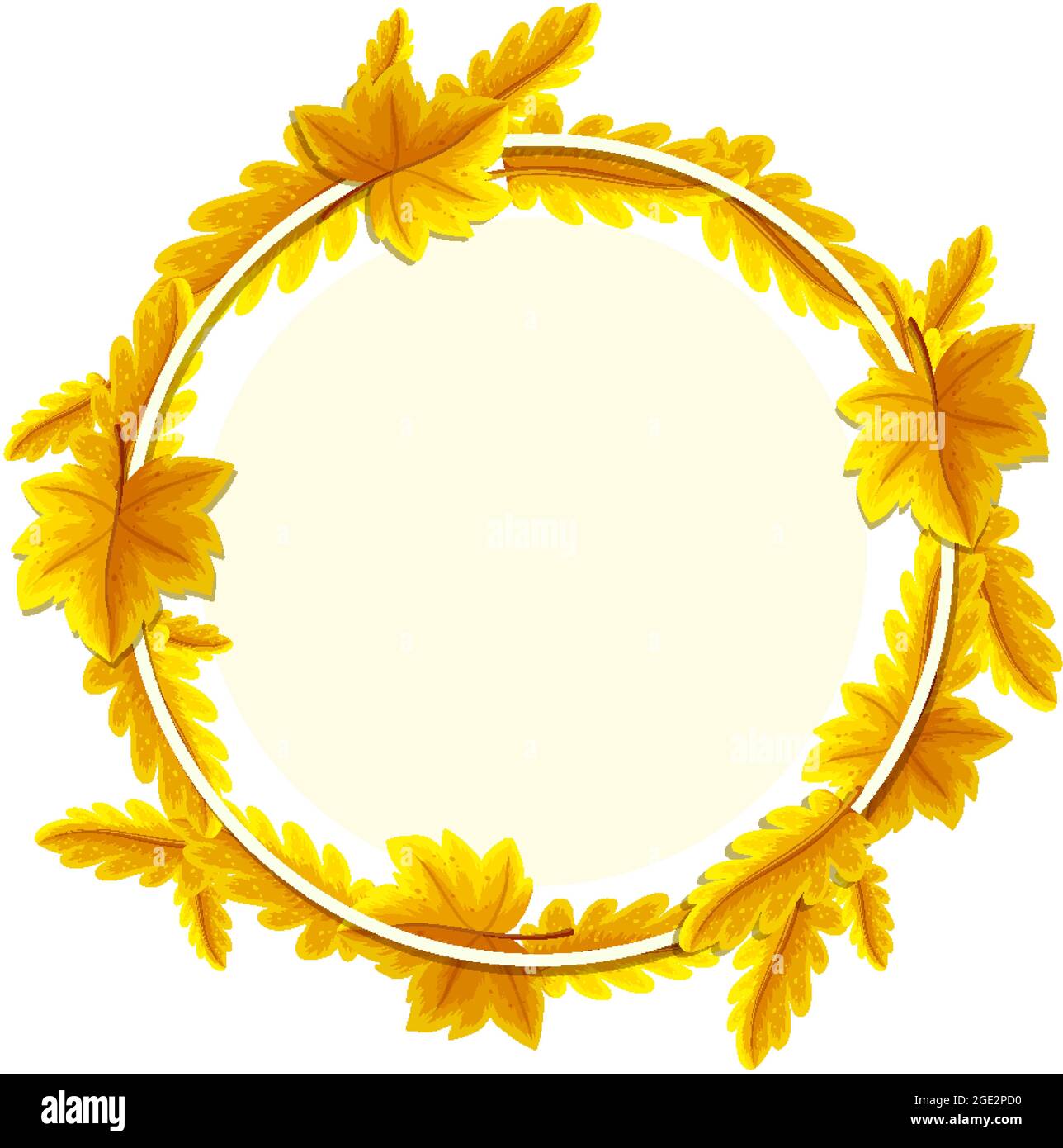 Round autumn leaves frame template illustration Stock Vector Image ...