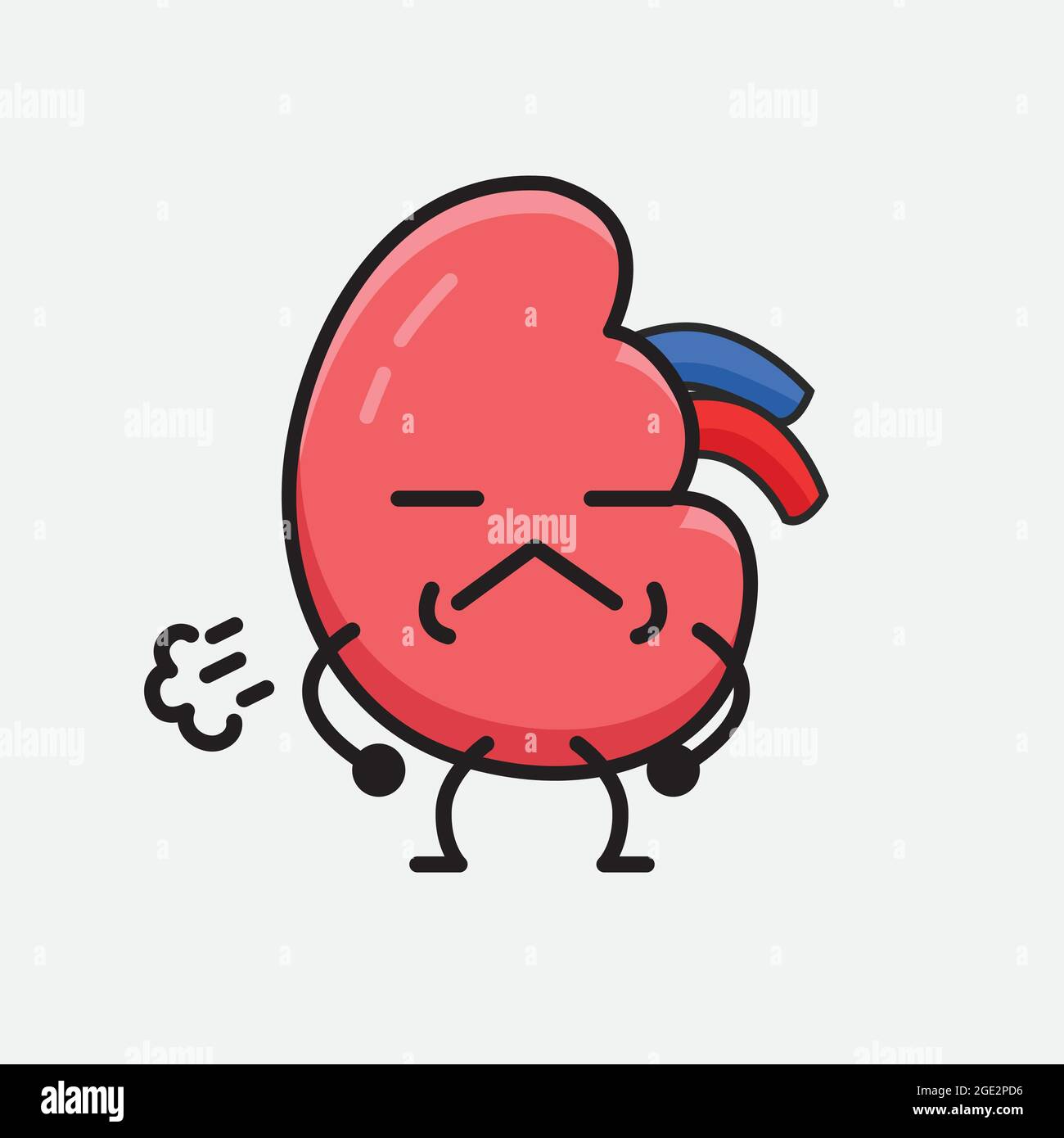 Vector Illustration of Kidney Character with cute face and simple body ...