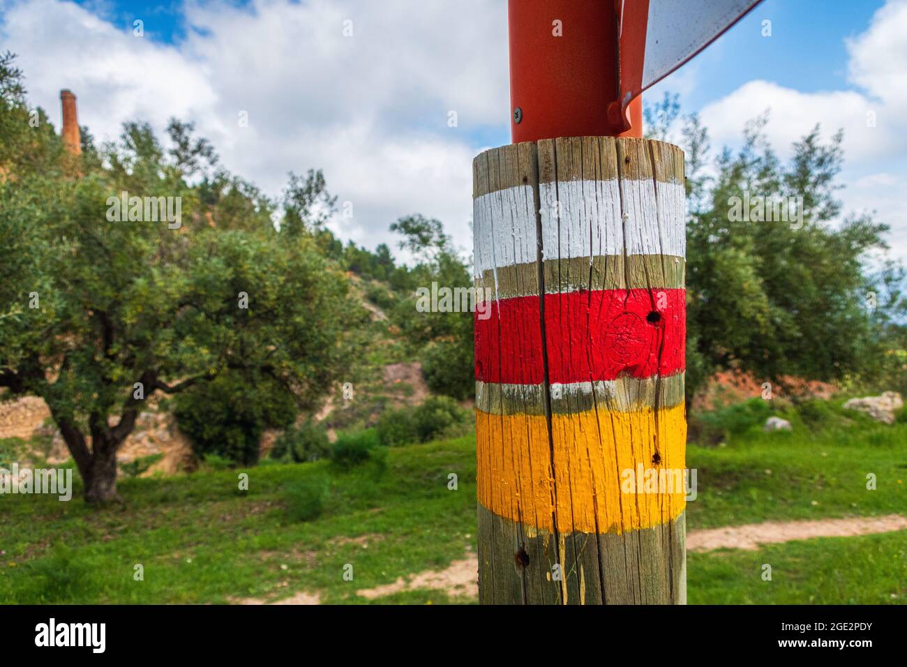 Paints on the wooden pole, helping to indicate the distance and ...