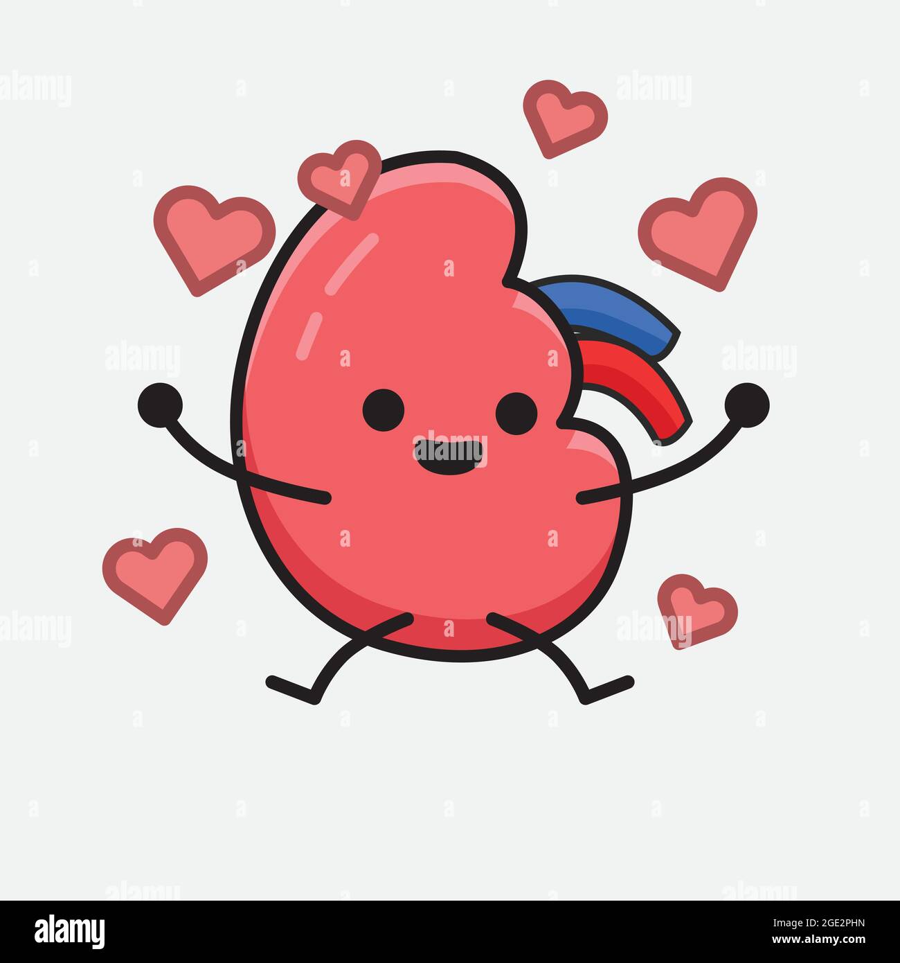 Vector Illustration of Kidney Character with cute face and simple body ...