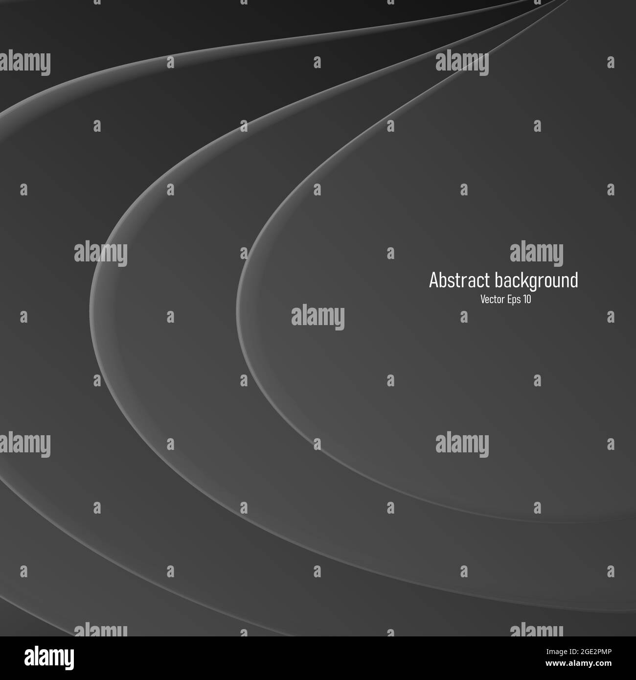 abstract 3d black background, volume curved lines in drop shape, fluid ...