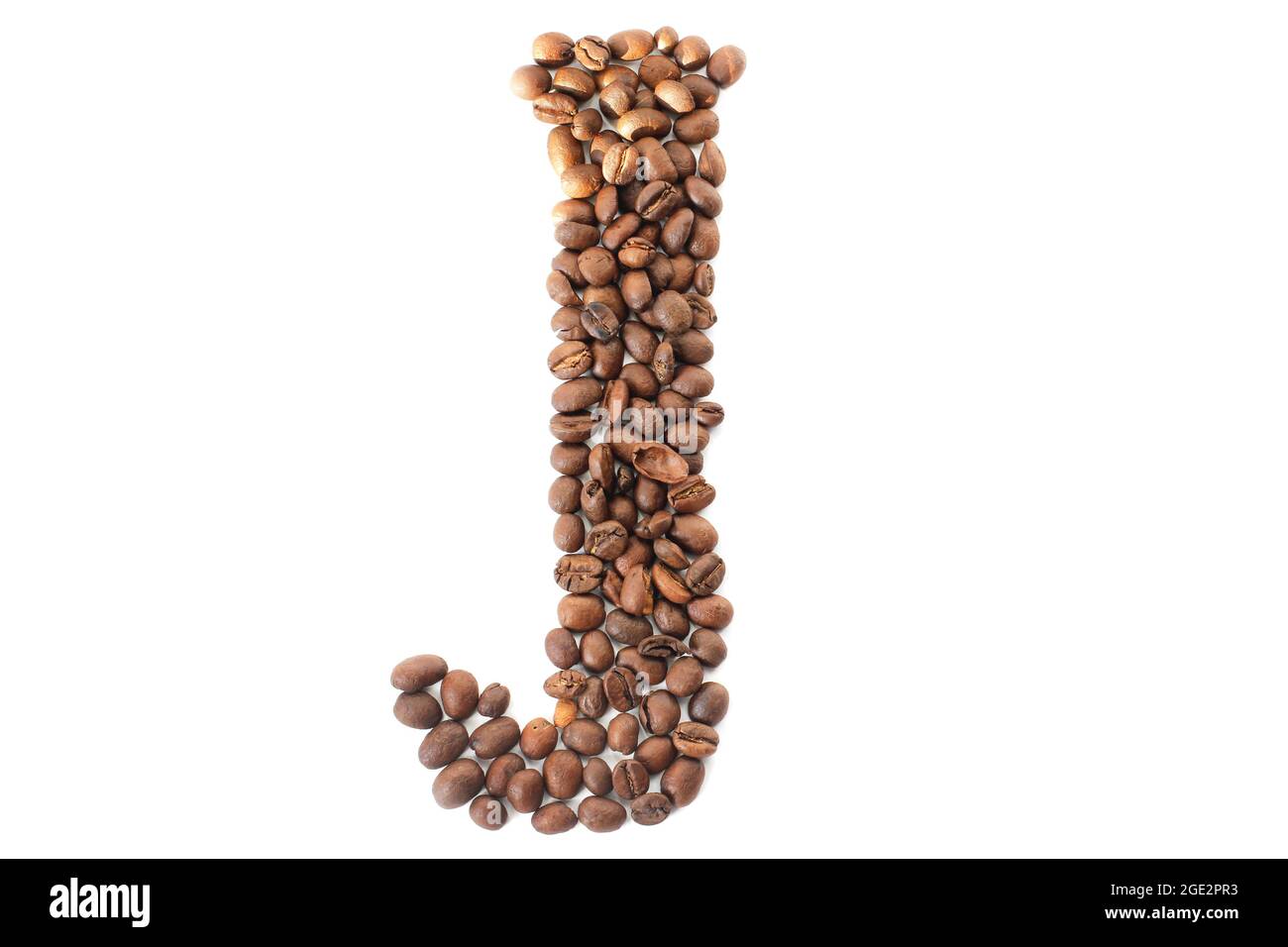 Coffee beans. Letter J made from coffee beans on a white background ...