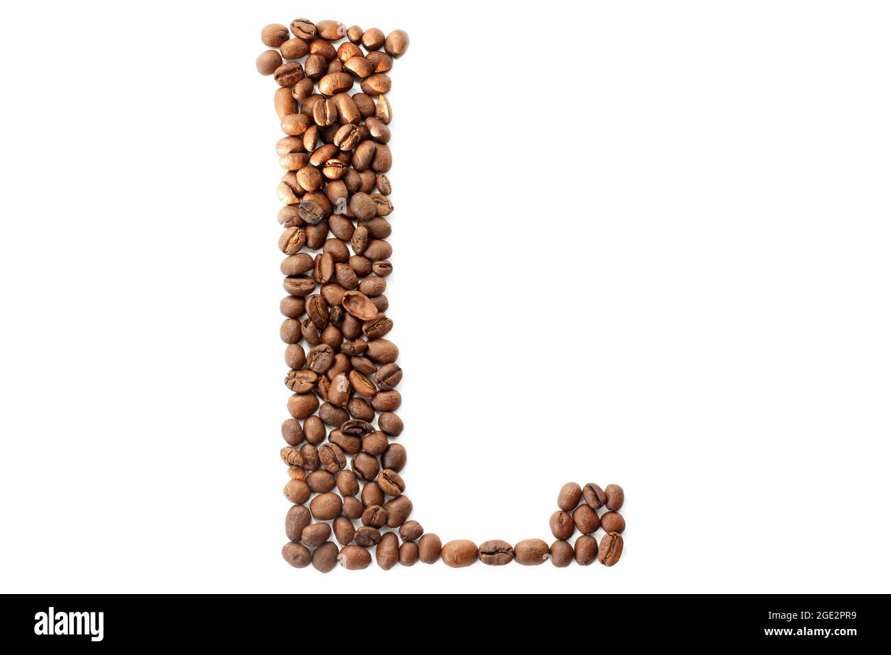 Coffee beans. Letter L made from coffee beans on a white background ...
