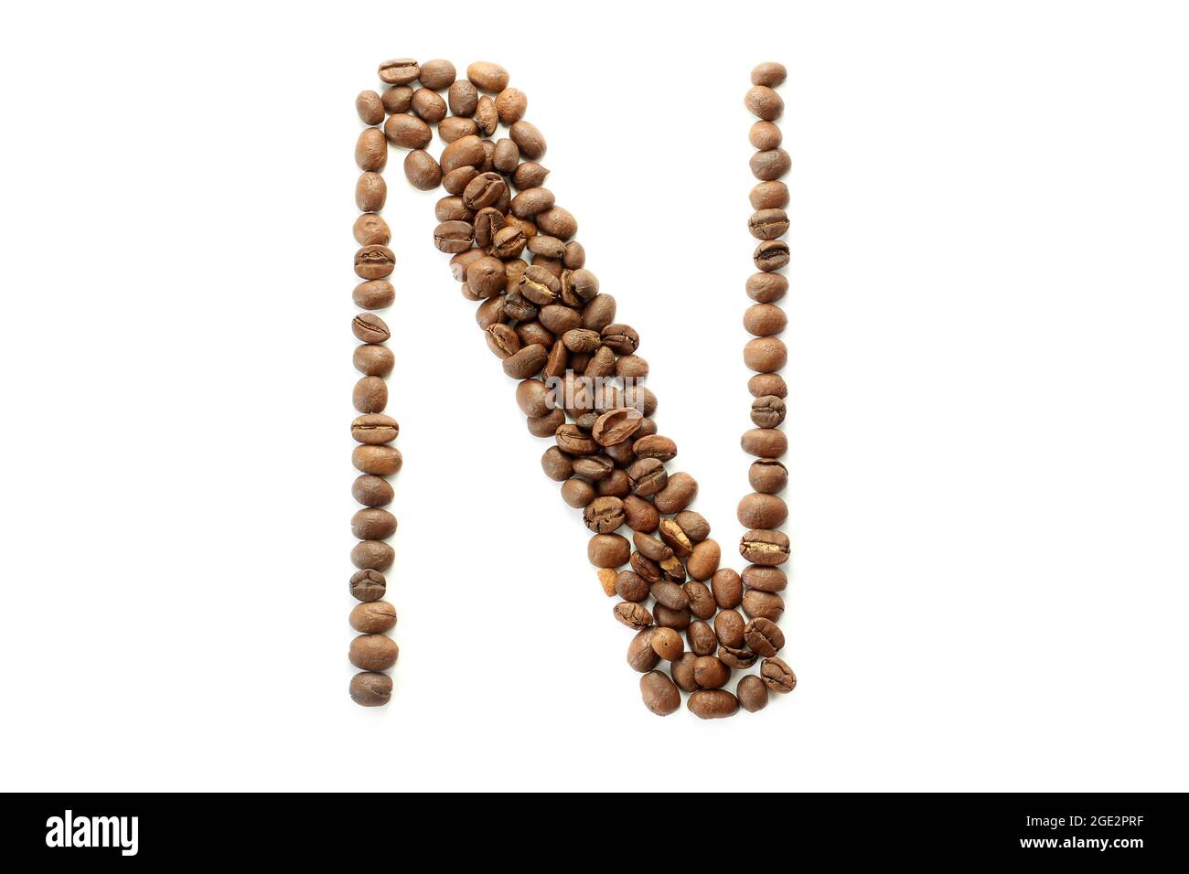 Coffee beans. Letter N made from coffee beans on a white background ...