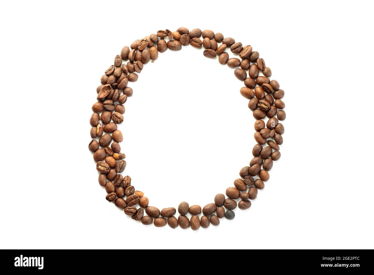 Coffee beans. Letter O made from coffee beans on a white background ...