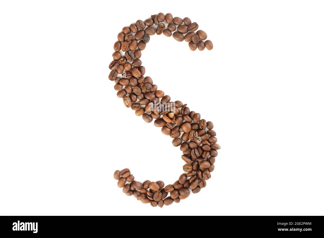 Coffee beans. Letter T made from coffee beans on a white background ...