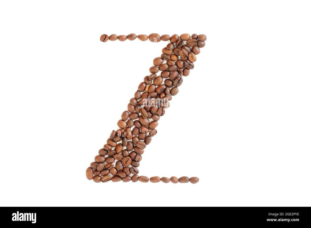 Coffee beans. Letter Z made from coffee beans on a white background ...