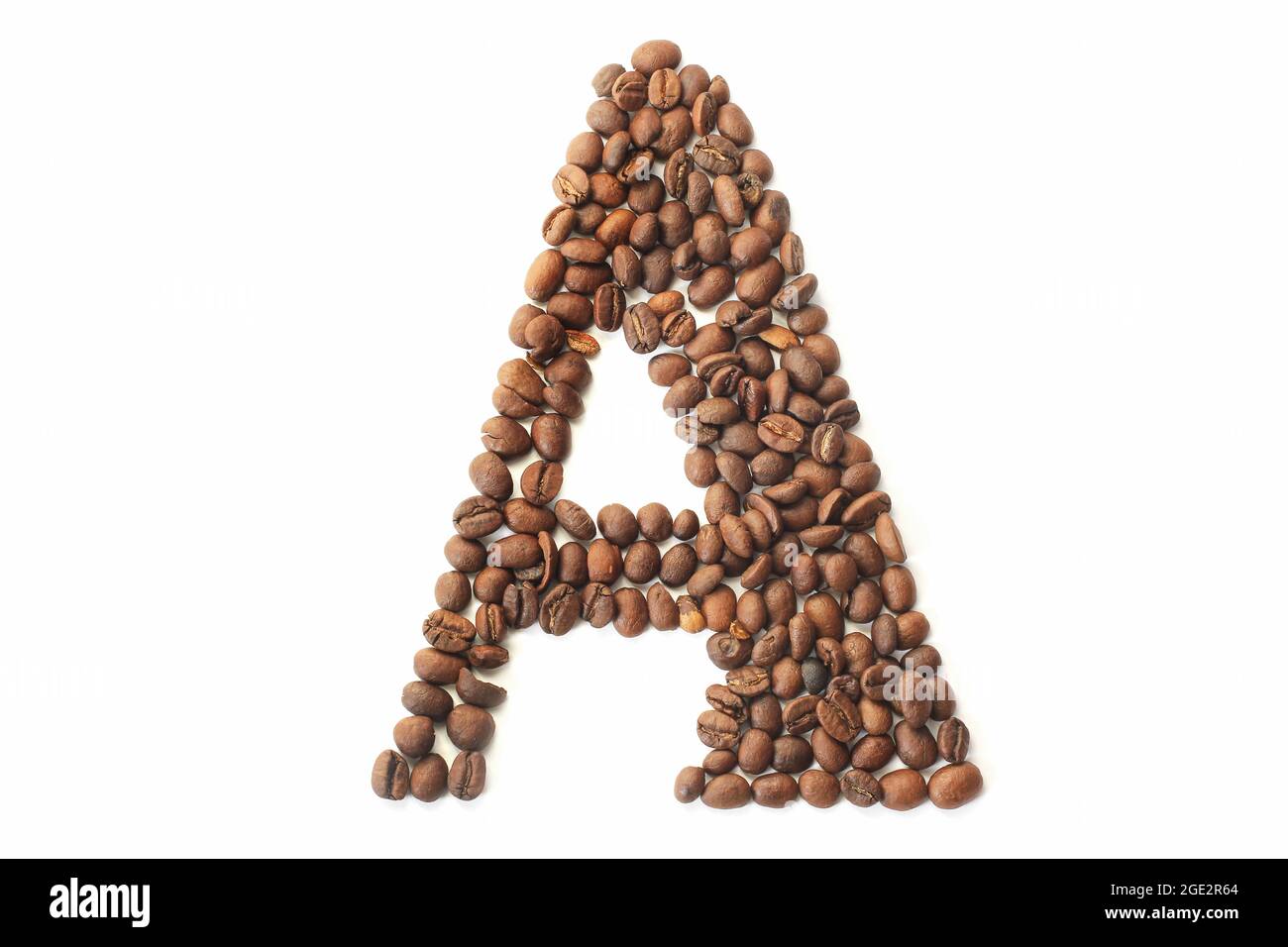 Coffee beans. Letter A made from coffee beans on a white background ...