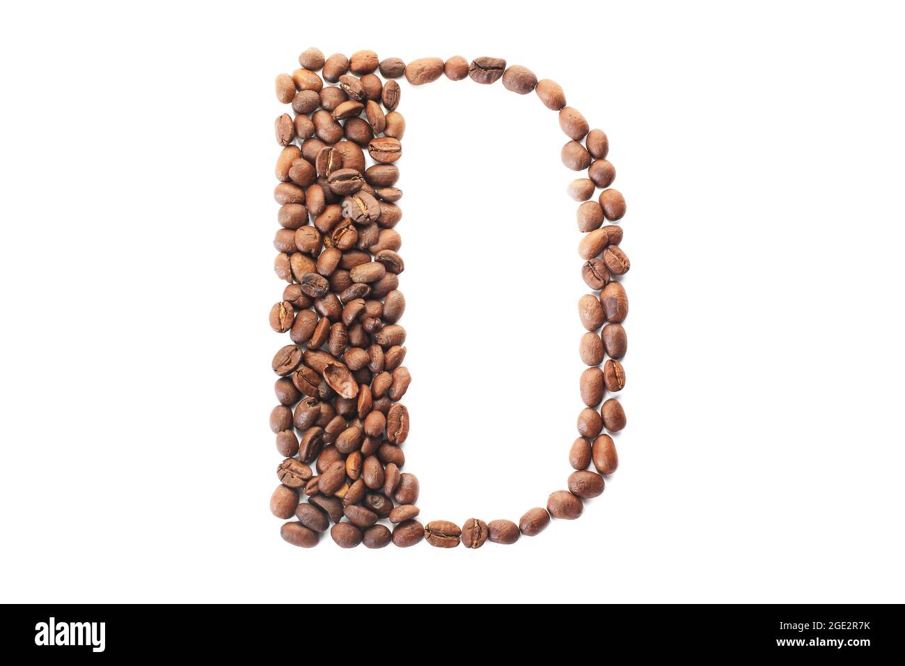 Coffee beans. Letter D made from coffee beans on a white background ...
