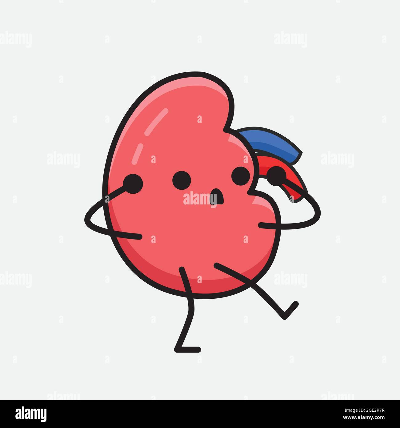 Vector Illustration of Kidney Character with cute face and simple body ...