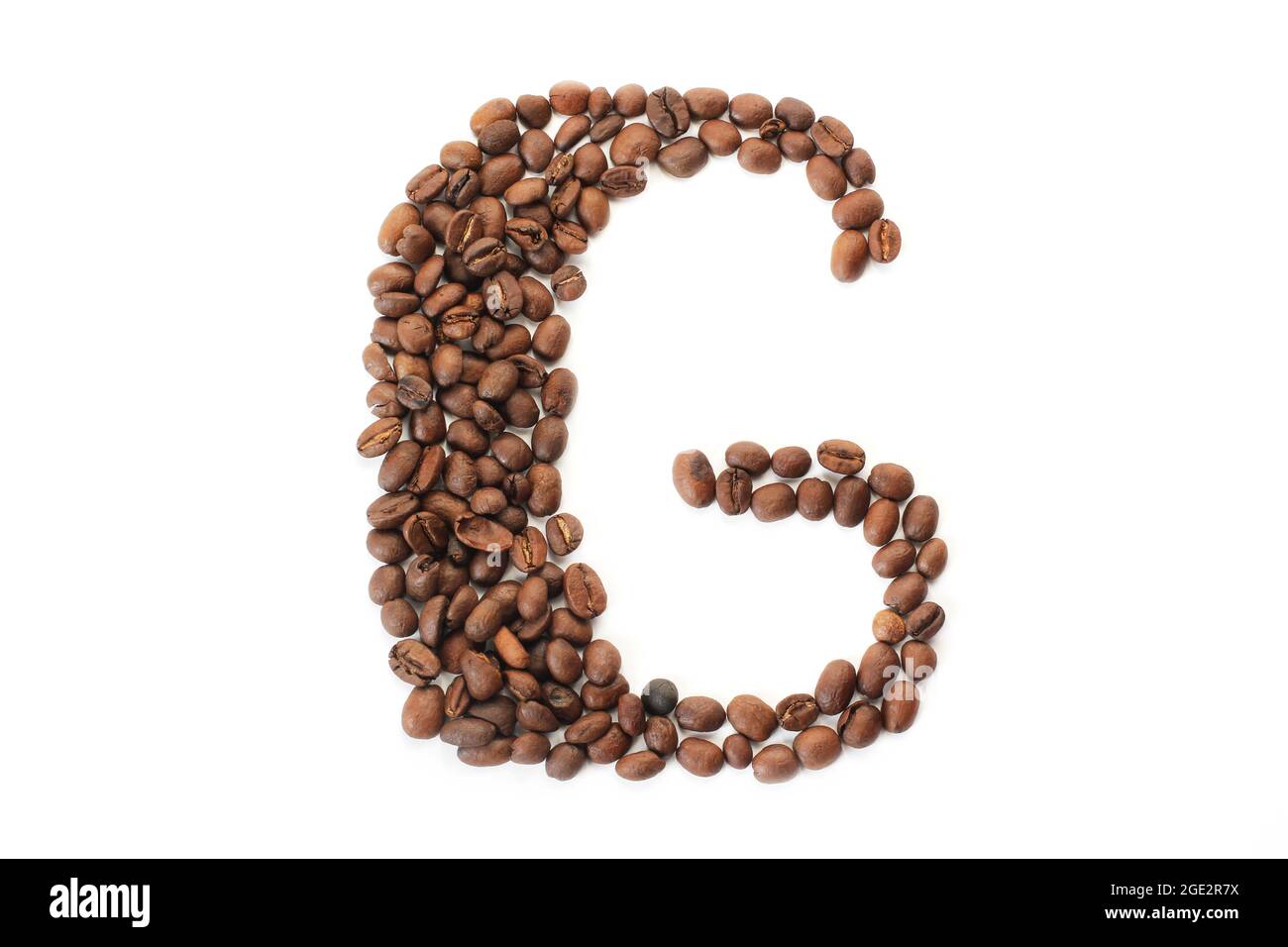 Coffee beans. Letter G made from coffee beans on a white background ...