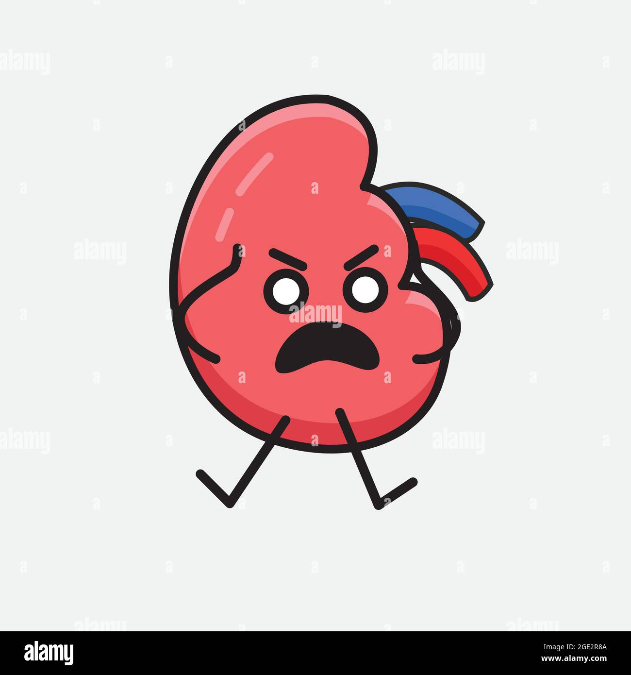 Vector Illustration of Kidney Character with cute face and simple body ...