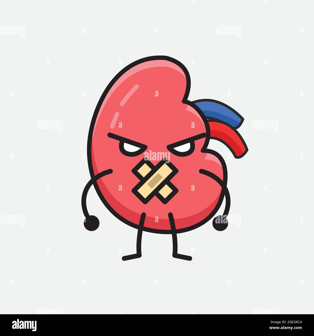 Vector Illustration of Kidney Character with cute face and simple body ...
