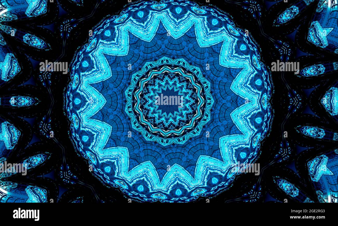Blue navy kaleidoscope star abstract background. Polygon Circle pattern ...