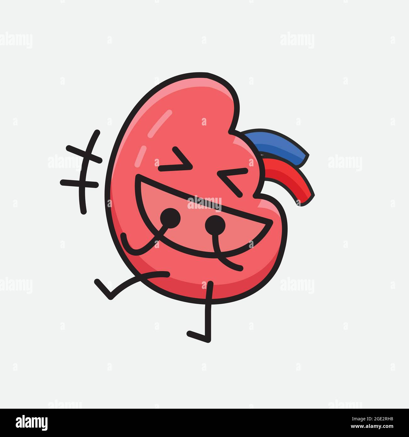 Vector Illustration of Kidney Character with cute face and simple body ...