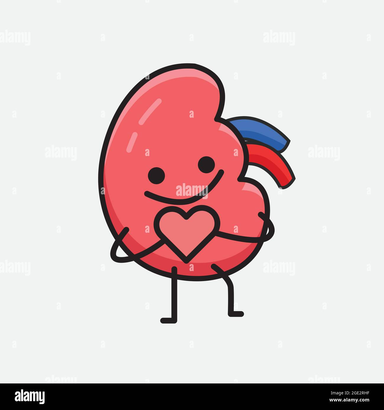Vector Illustration of Kidney Character with cute face and simple body ...