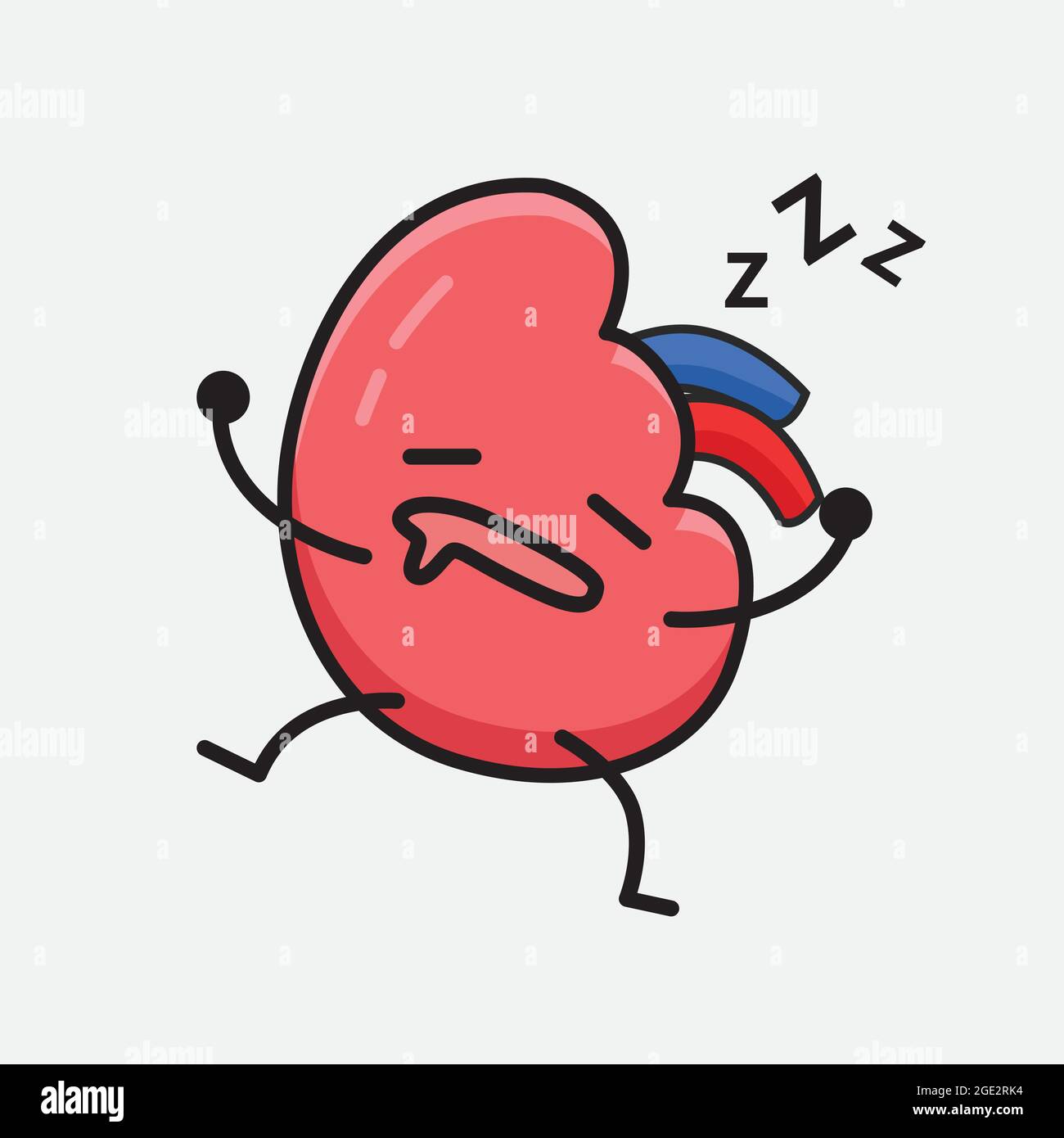 Vector Illustration of Kidney Character with cute face and simple body ...