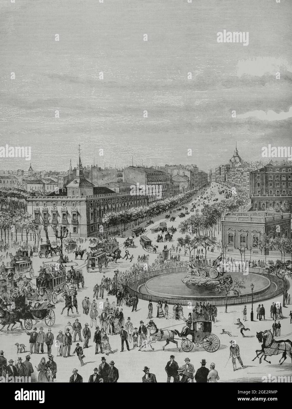 Spain, Madrid. Alcala street (Calle de Alcalá) on a bullfighting day ...