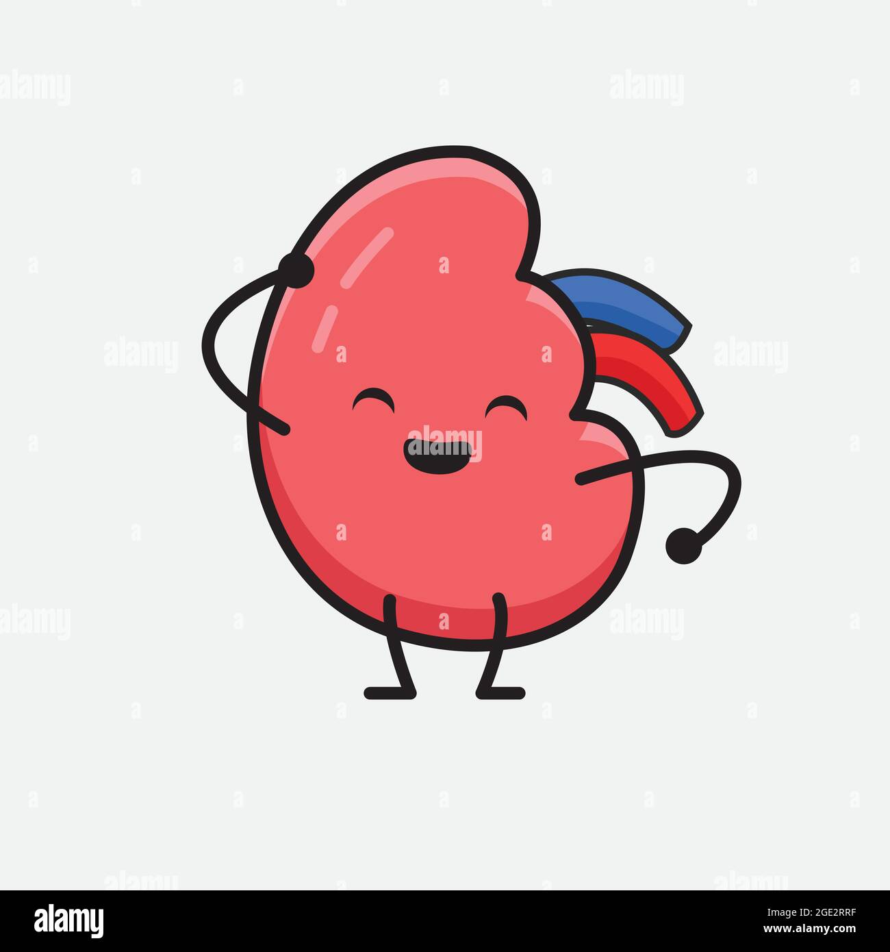 Vector Illustration of Kidney Character with cute face and simple body ...