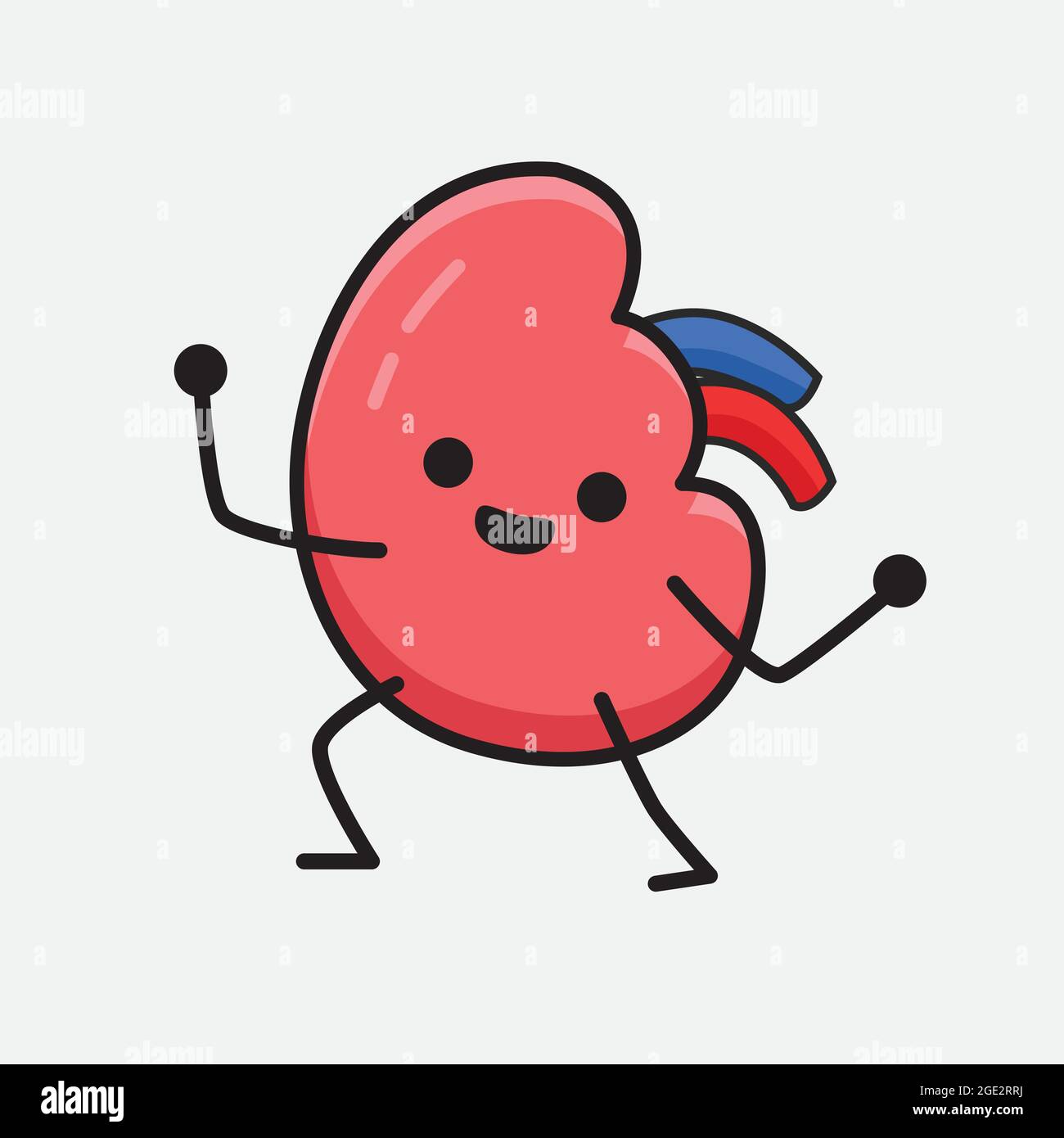 Vector Illustration of Kidney Character with cute face and simple body ...