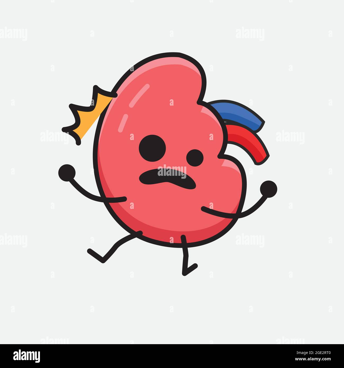 Vector Illustration of Kidney Character with cute face and simple body ...