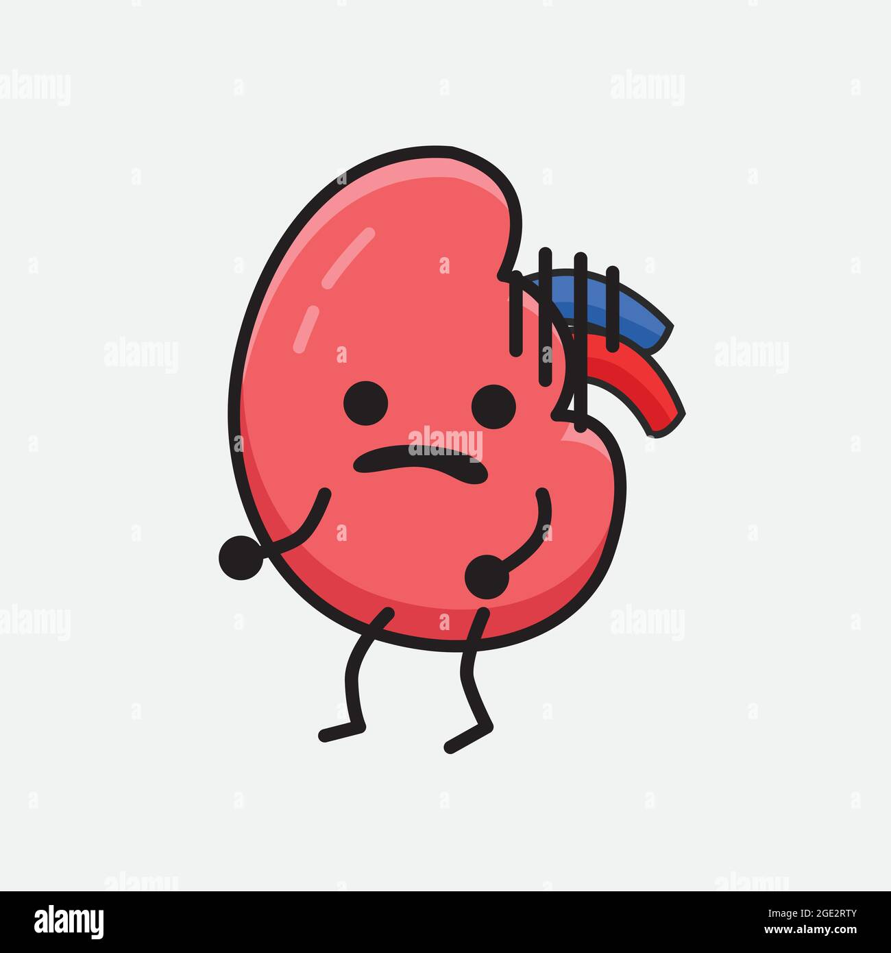 Vector Illustration of Kidney Character with cute face and simple body ...