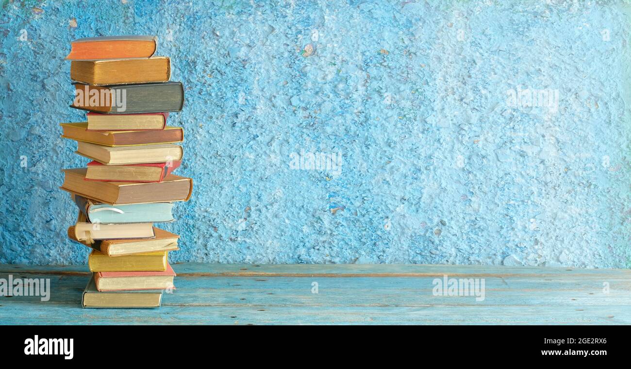 Large stack of books.Home office,reading,literature,education,library ...