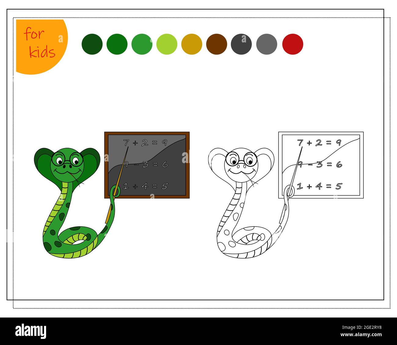 coloring book for kids, cute cartoon snake. vector isolated on a white ...
