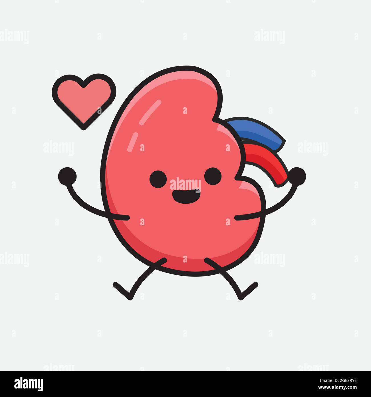 Vector Illustration of Kidney Character with cute face and simple body ...