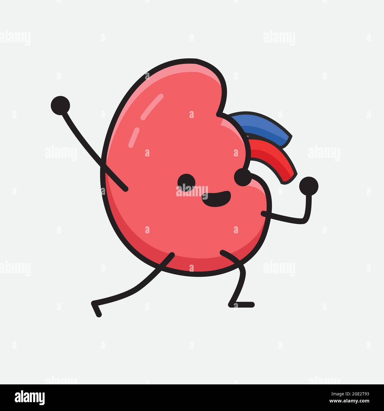 Vector Illustration of Kidney Character with cute face and simple body ...