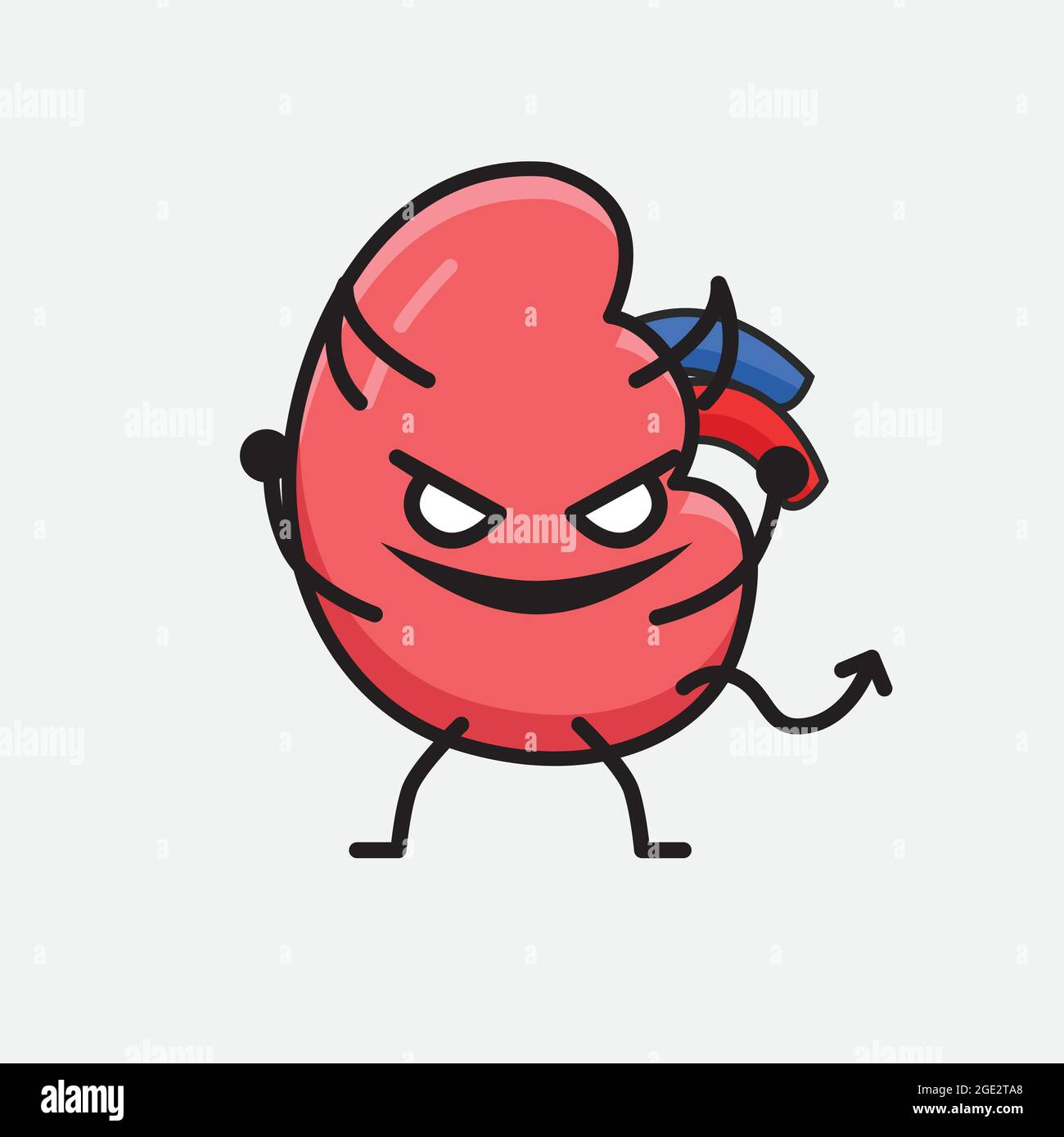 Vector Illustration of Kidney Character with cute face and simple body ...