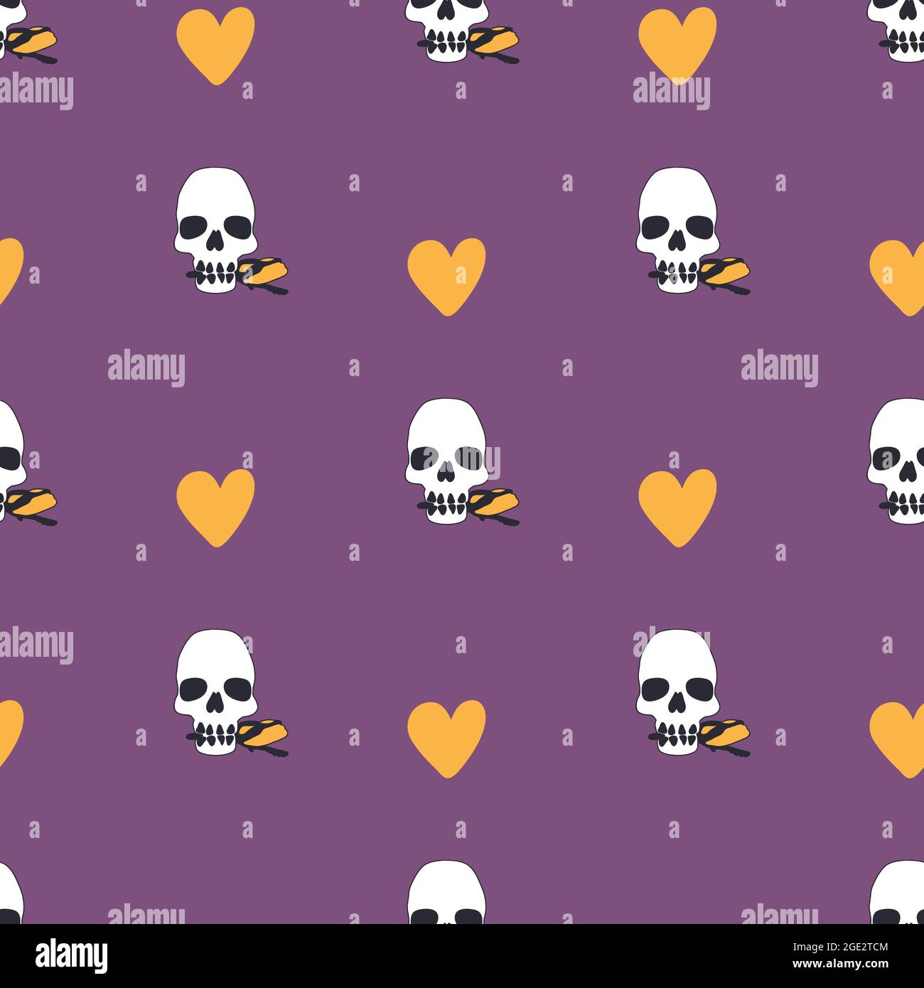 Halloween seamless pattern with stylized human skulls Stock Vector ...