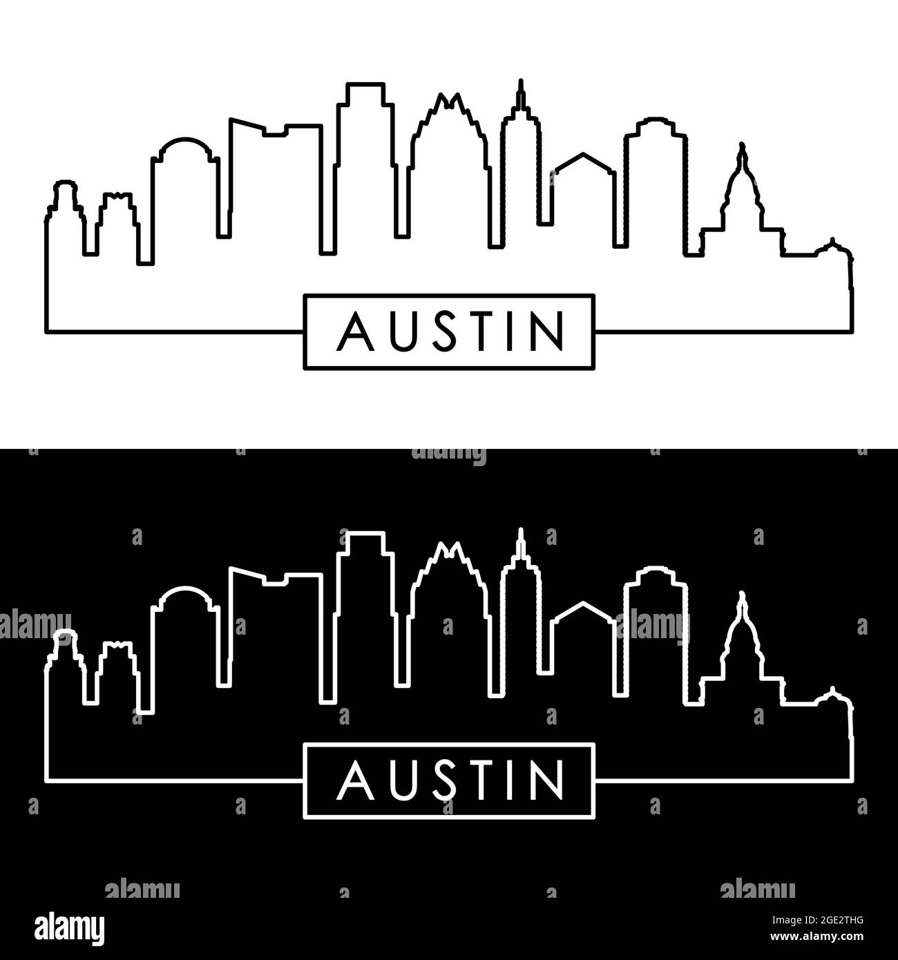 Austin skyline. Linear style. Editable vector file Stock Vector Image ...
