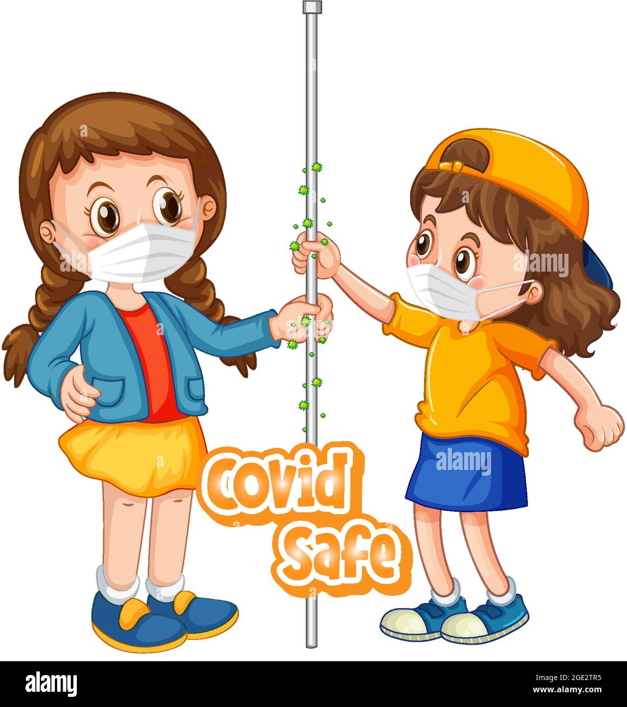 Two kids cartoon character do not keep social distance with Covid Safe ...