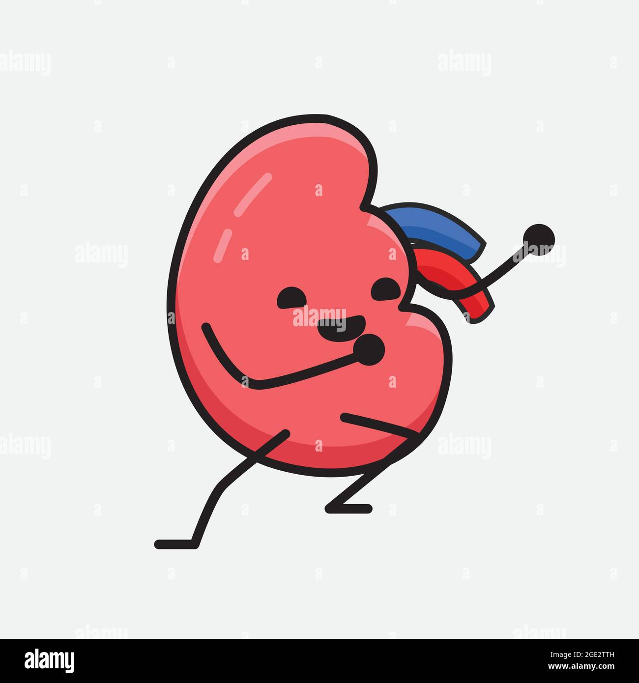 Vector Illustration of Kidney Character with cute face and simple body ...