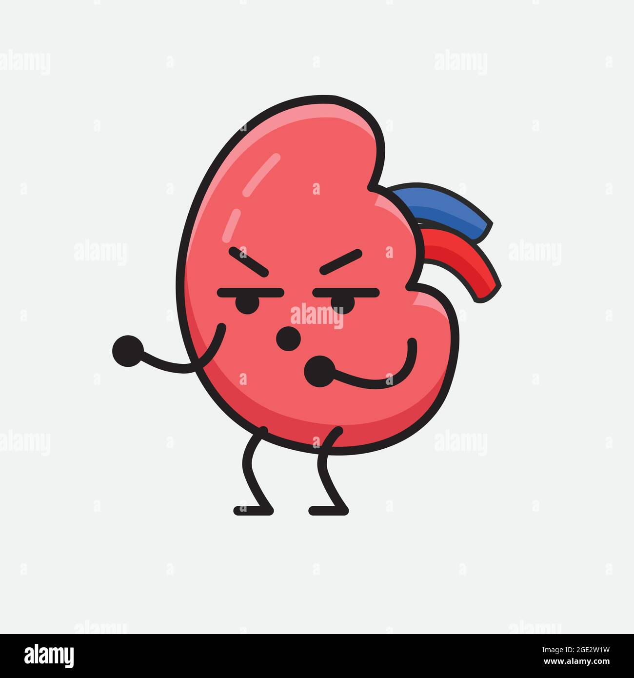Vector Illustration of Kidney Character with cute face and simple body ...