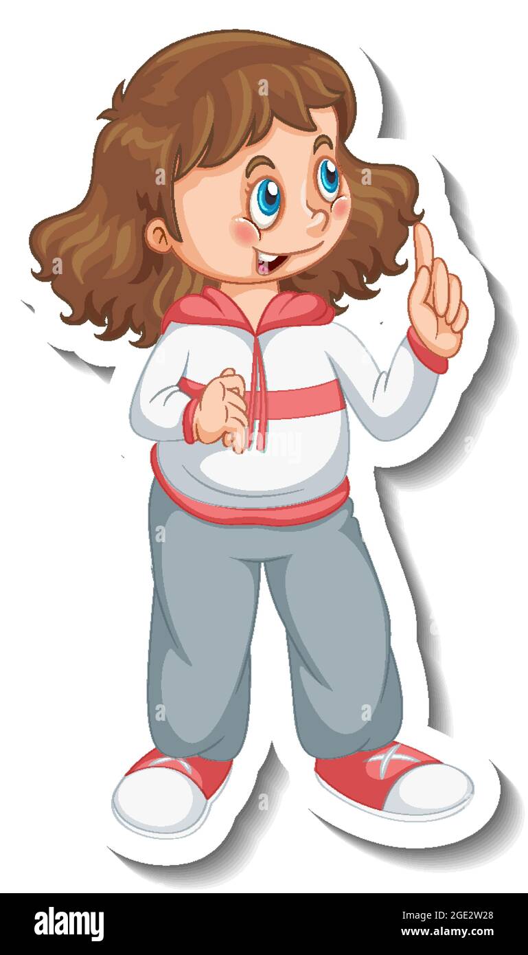 Sticker template with a girl wears exercise costume cartoon character ...
