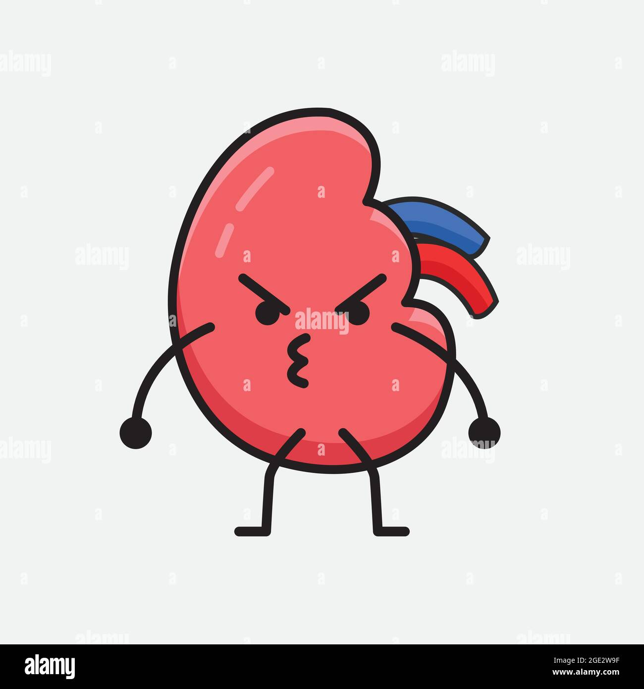 Vector Illustration of Kidney Character with cute face and simple body ...