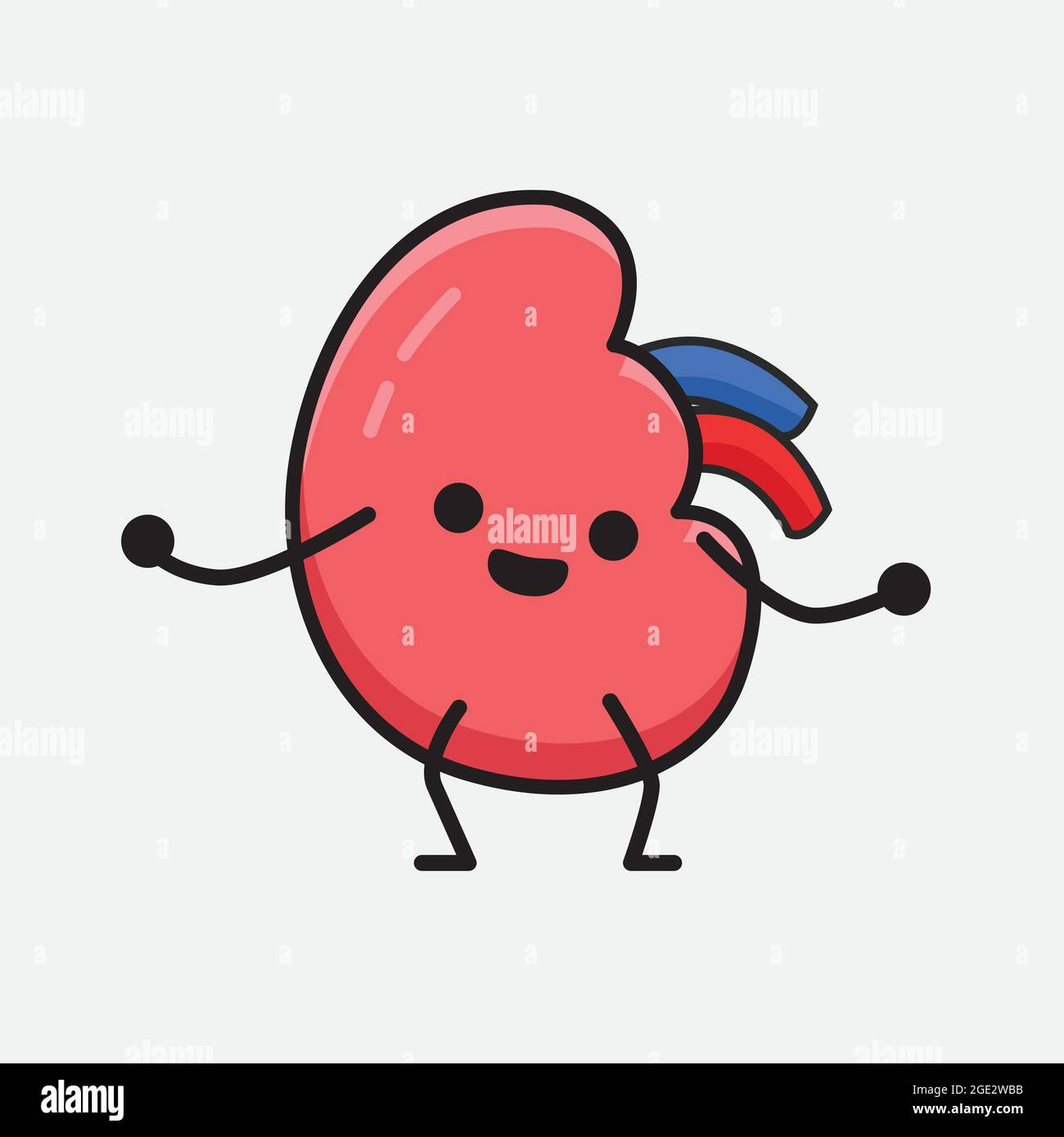 Vector Illustration of Kidney Character with cute face and simple body ...