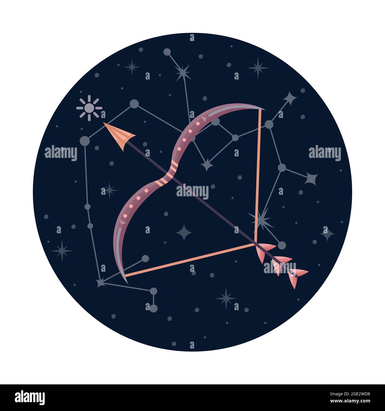 Flat vector illustration of sagittarius zodiac sign with stars and ...