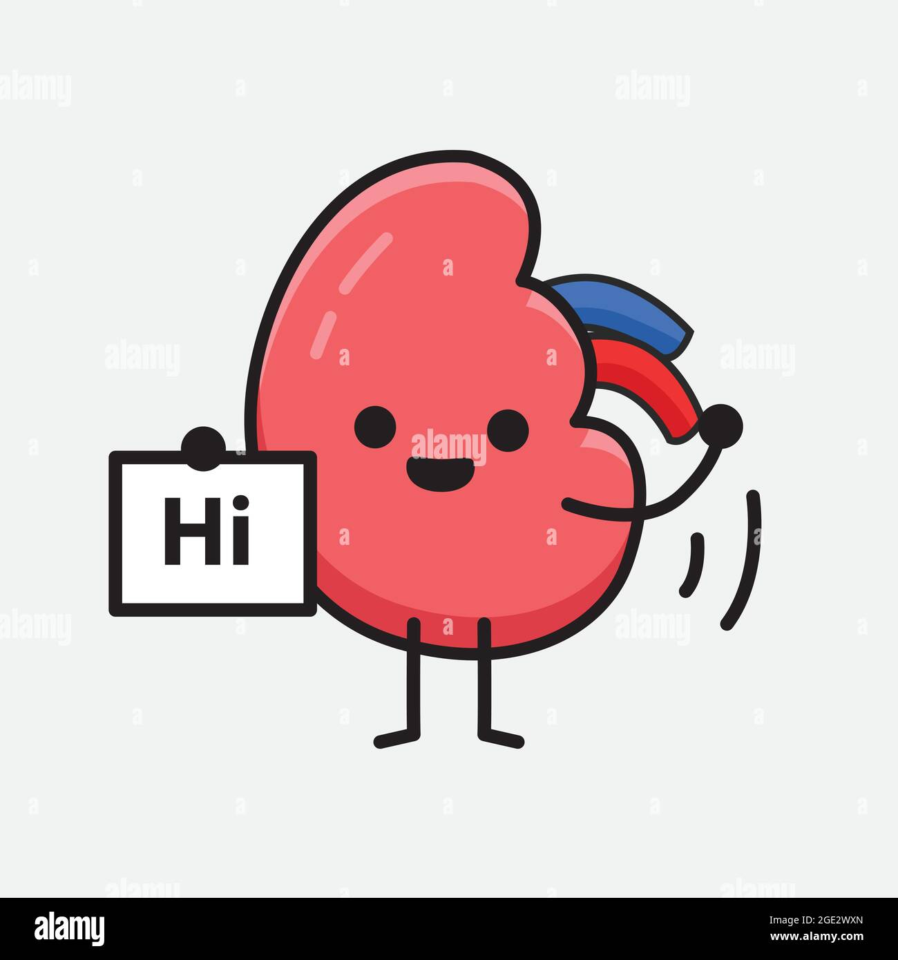 Vector Illustration of Kidney Character with cute face and simple body ...