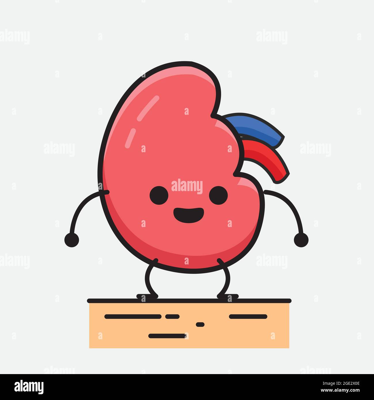 Vector Illustration of Kidney Character with cute face and simple body ...