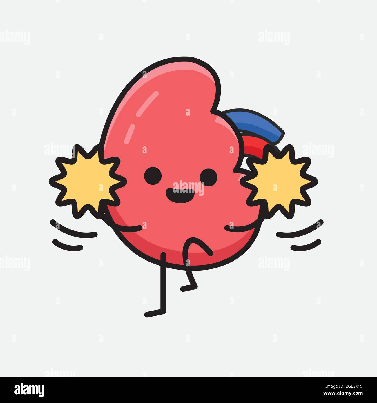Vector Illustration of Kidney Character with cute face and simple body ...