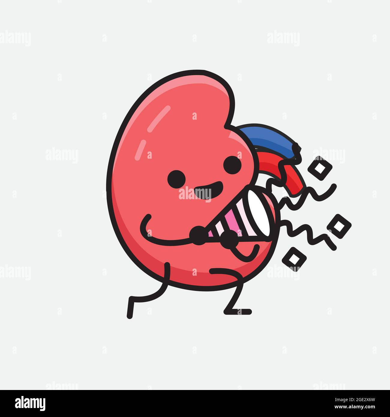 Vector Illustration of Kidney Character with cute face and simple body ...