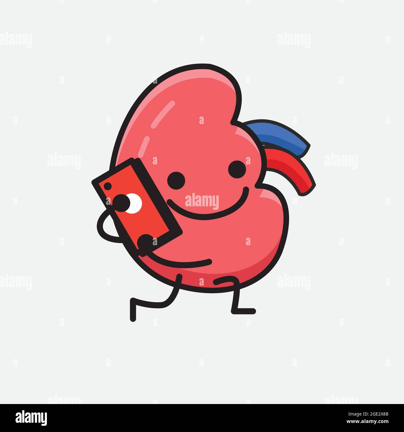 Vector Illustration of Kidney Character with cute face and simple body ...