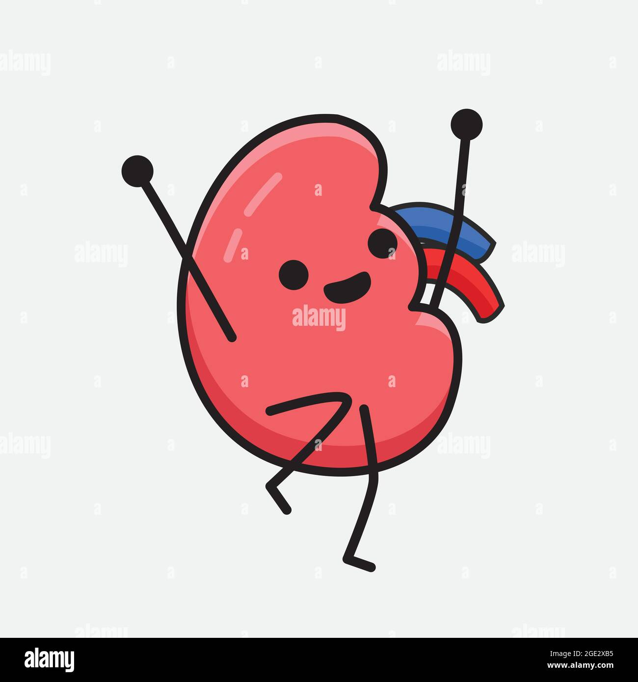 Vector Illustration of Kidney Character with cute face and simple body ...