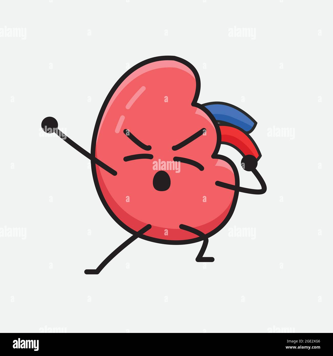 Vector Illustration of Kidney Character with cute face and simple body ...