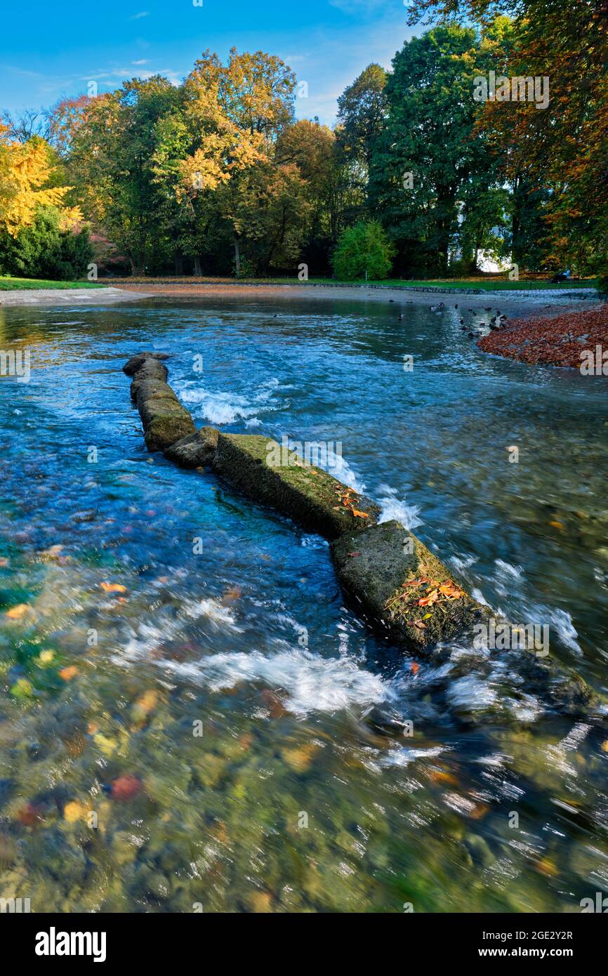 Golden autumn fall October in famous Munich relax place - Englishgarten ...