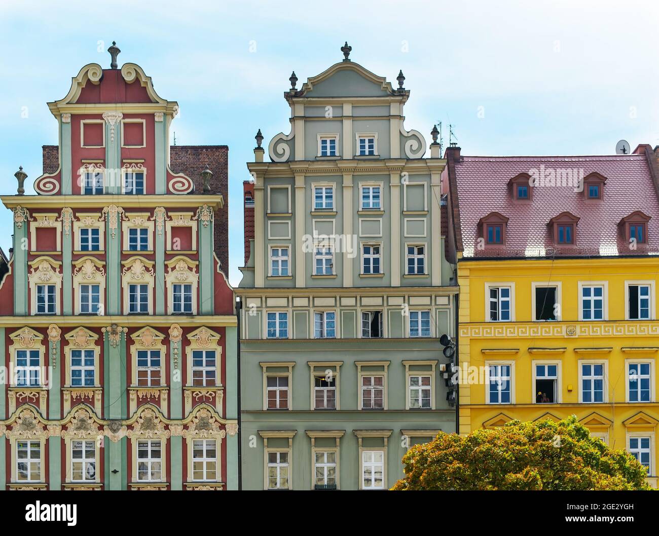 colorful buildings in european city, multicolor houses facades on ...